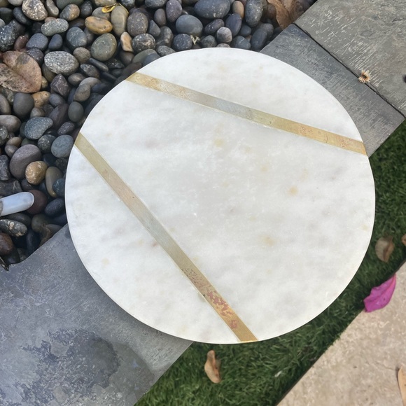 bidk home | Dining | Bidk Home Med Marble Plate Wbrass Inlay White ...